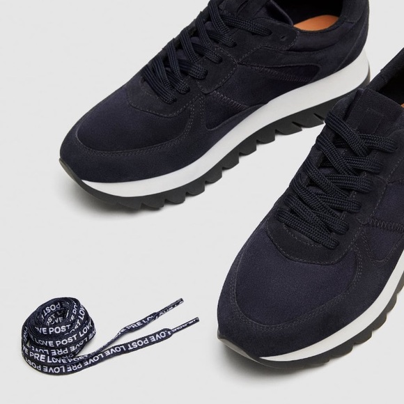 Zara | Shoes | Zara Navy Blue Satin Sneakers | Poshmark